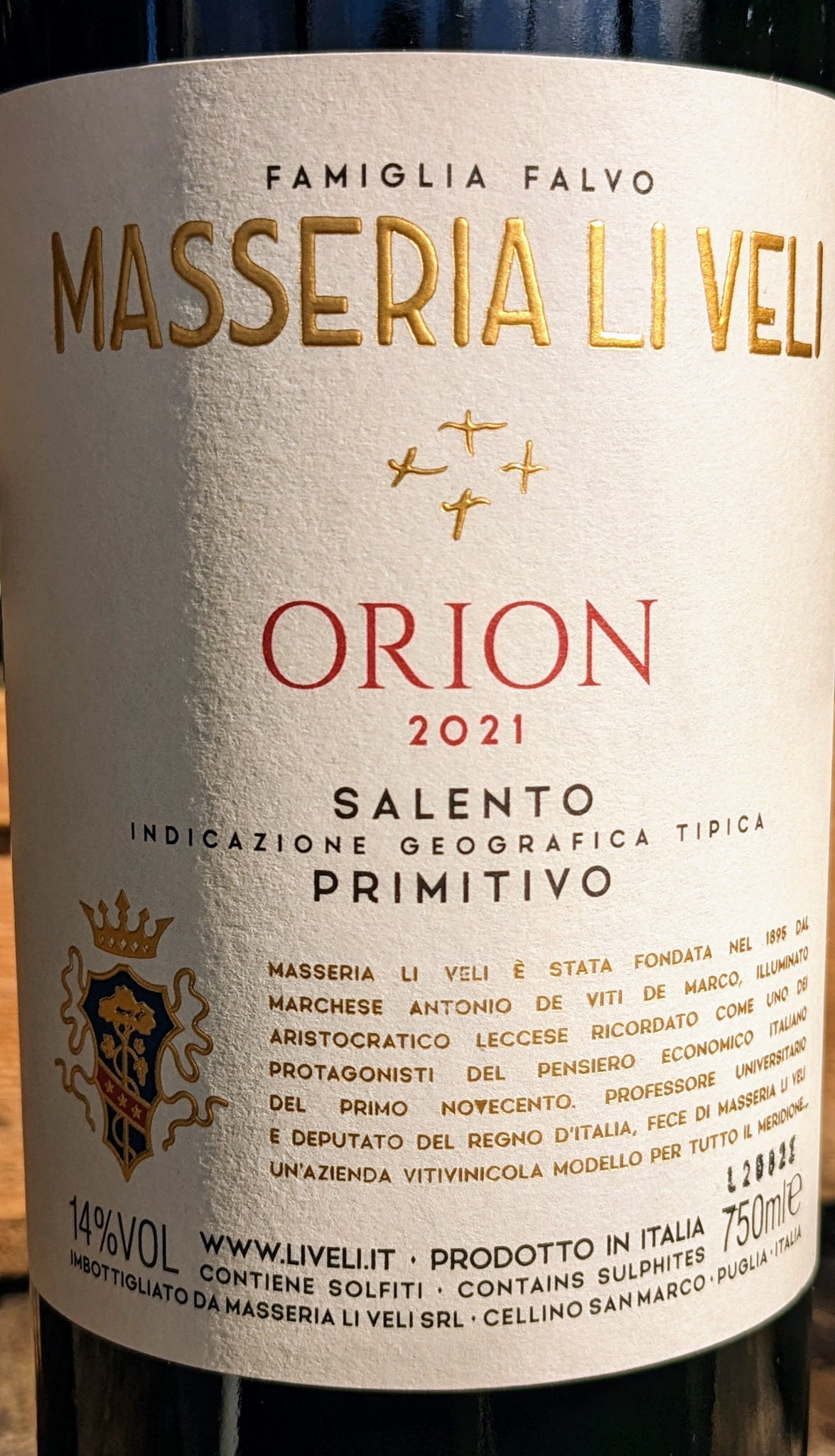Masseria Li Veli 'Orion' Primitivo Salento IGT, 2022 | The Wise Old Dog